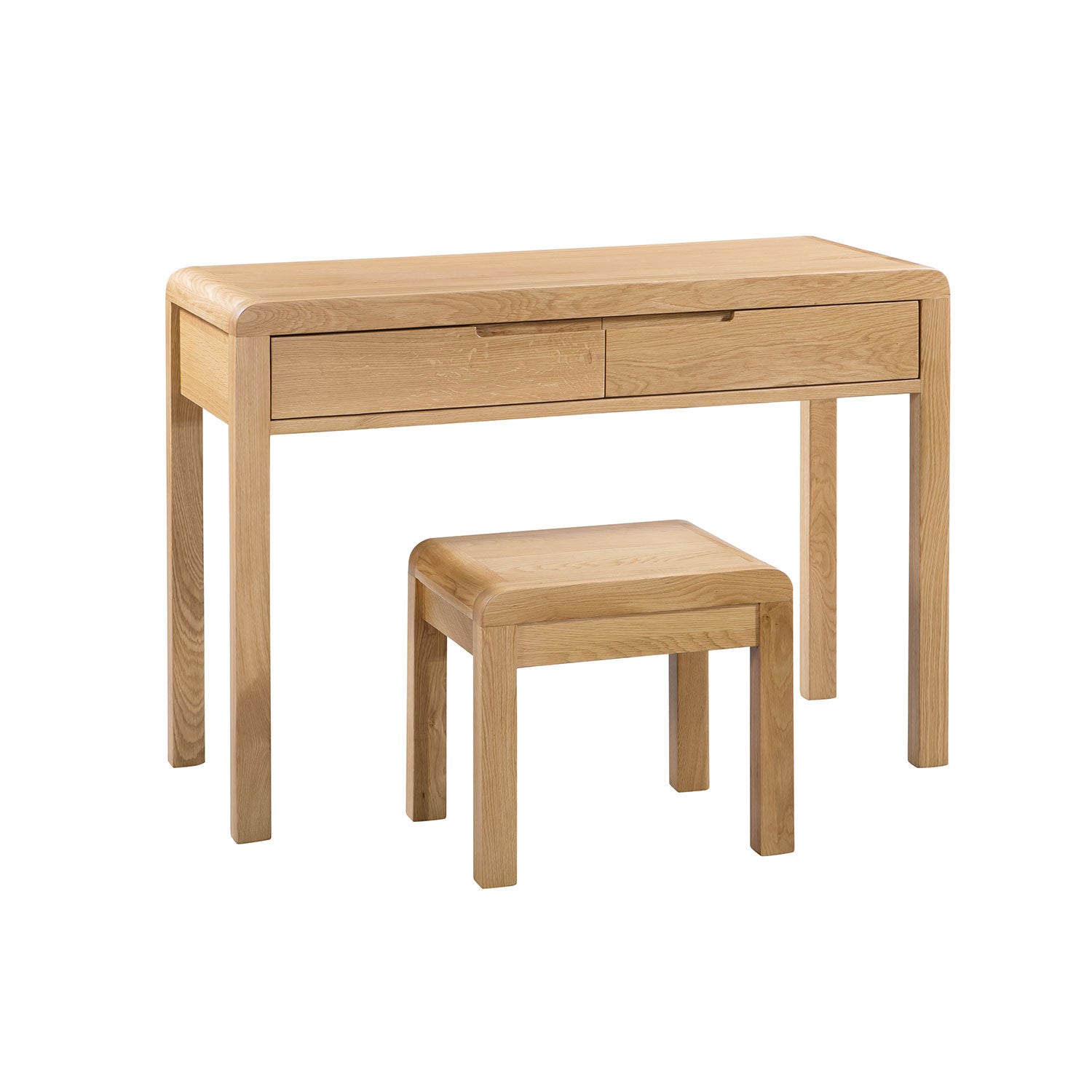 Curve Solid Oak Dressing Table & Stool | Lavishway UK