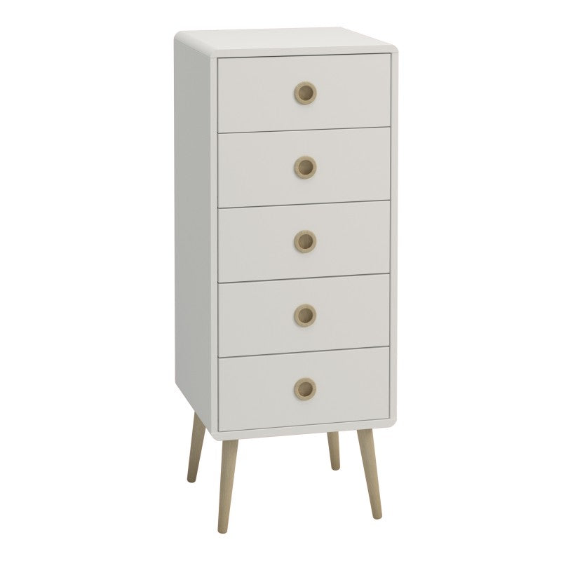 Softline Off White 5 Drawer Narrow Chest | Lavishway UK