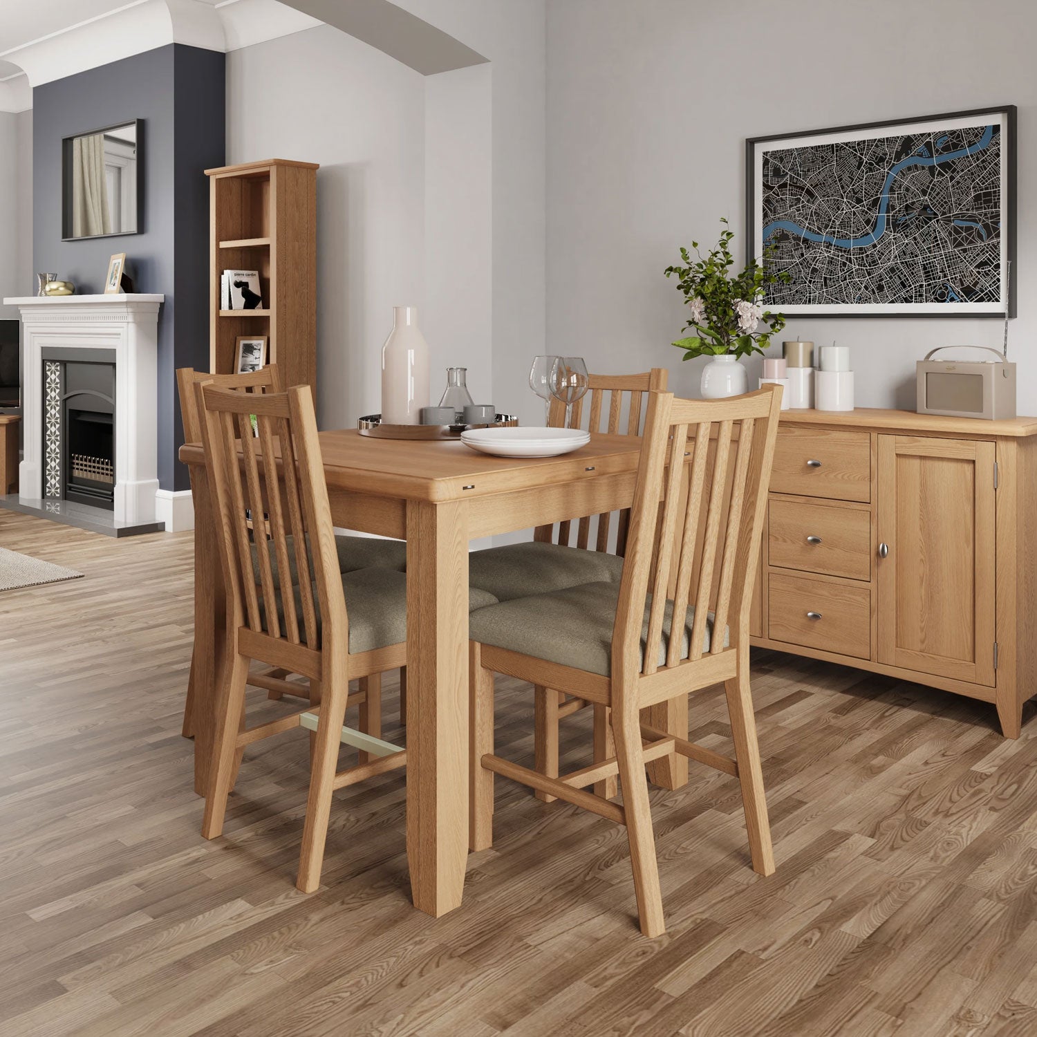 Guildford Solid Oak Flip Top Dining Table | Lavishway UK