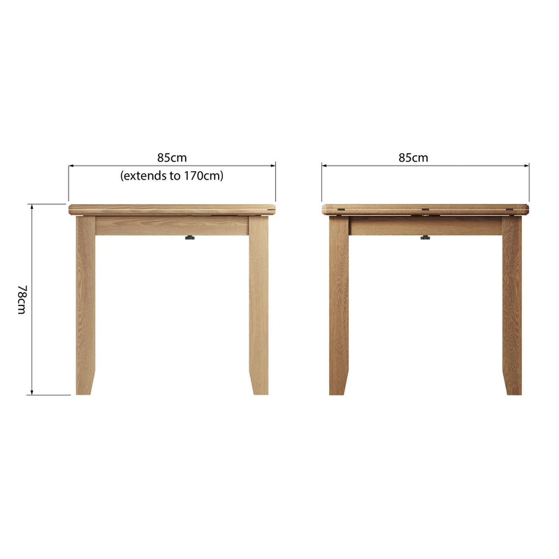 Guildford Solid Oak Flip Top Dining Table | Lavishway UK