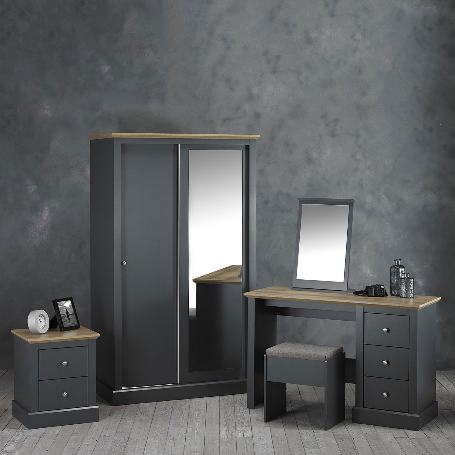 Devon Gloss Charcoal Dressing Table | Lavishway UK