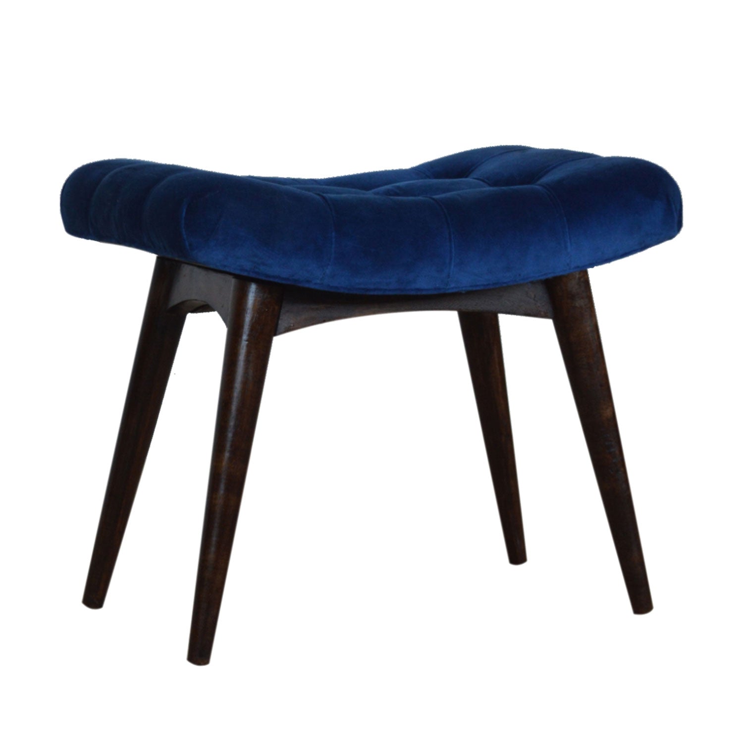 Florrie Royal Blue Velvet Curved Seat Bench | Lavishway UK