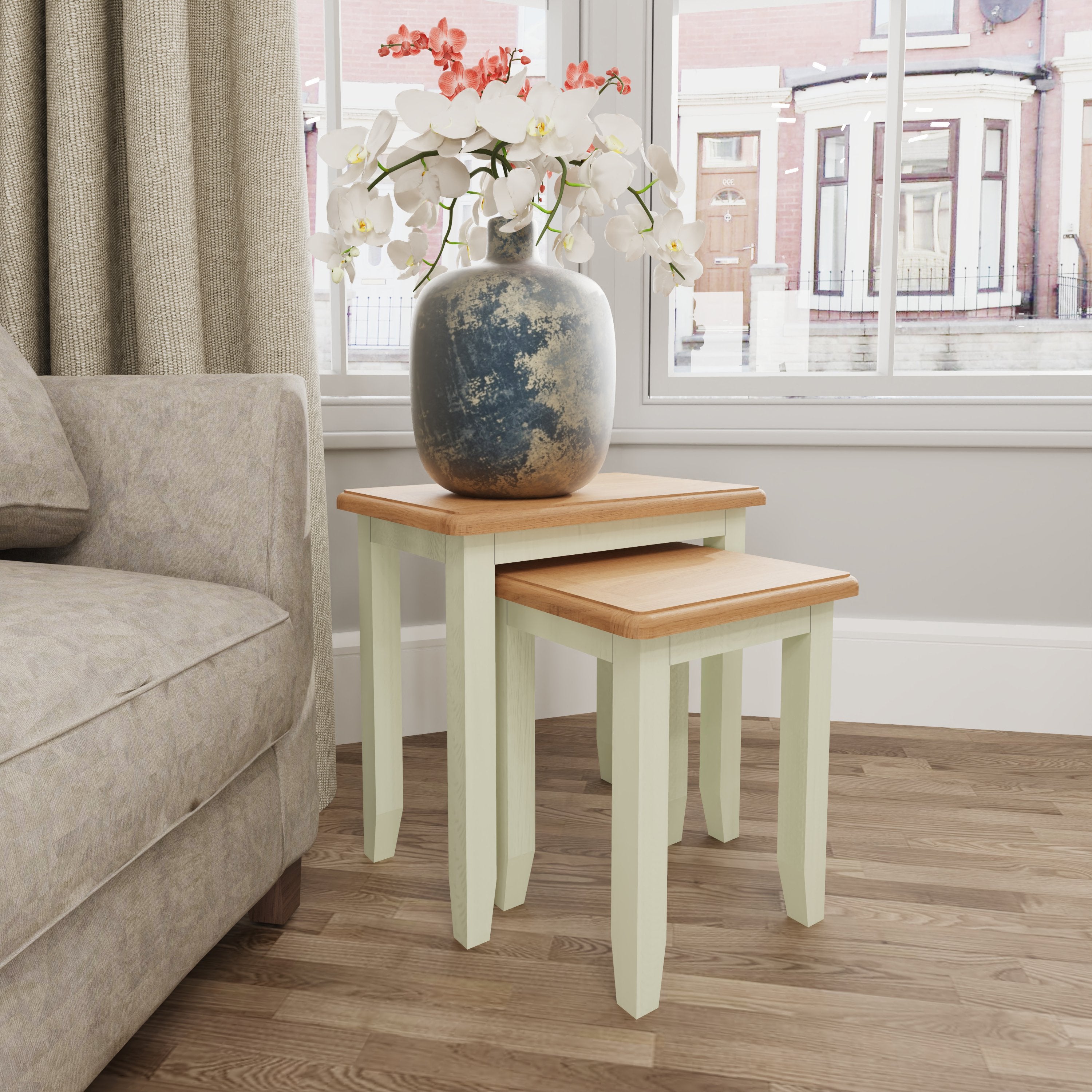 Grantham Oak Top Nest of 2 Tables | Lavishway UK