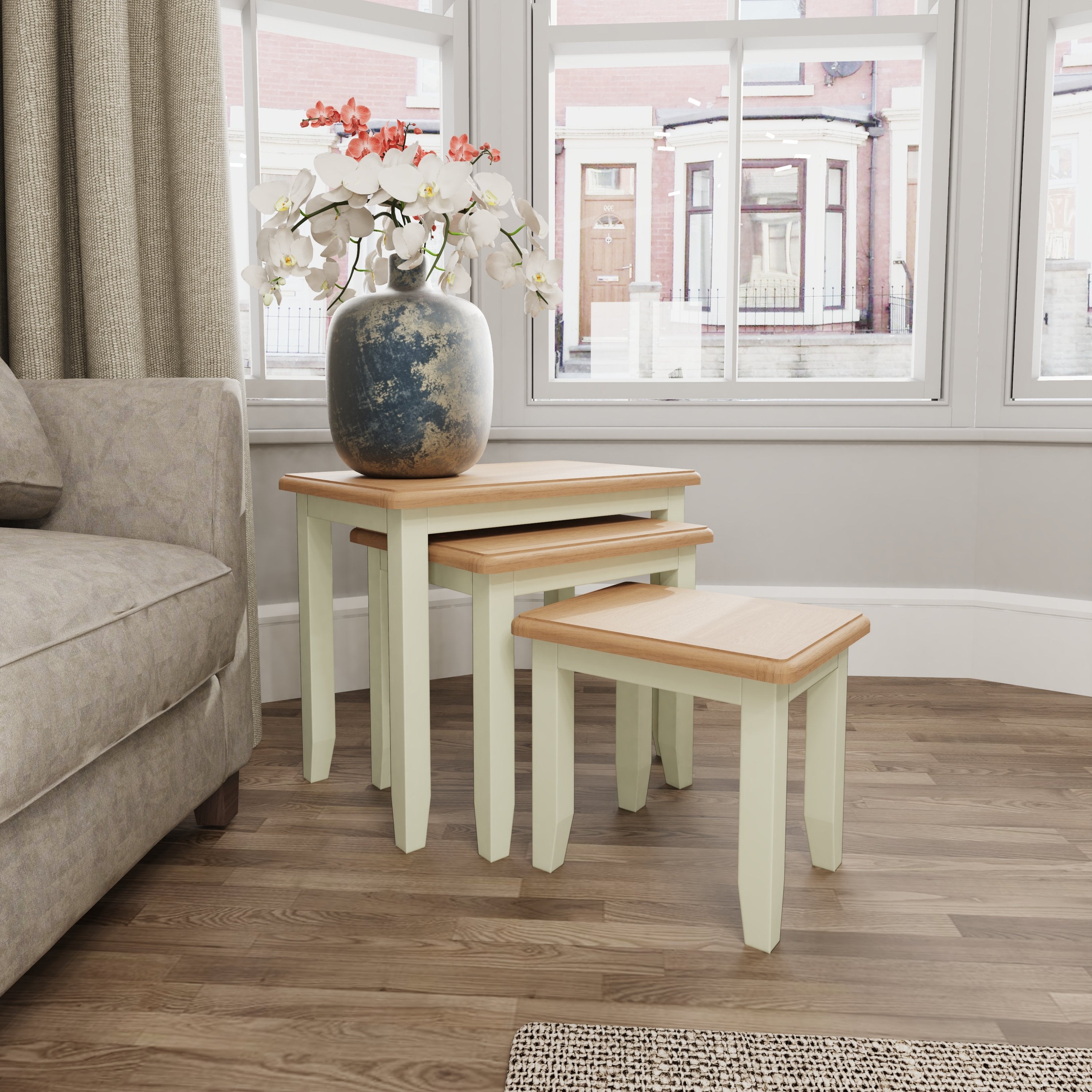 Grantham White Painted Nest Of 3 Tables | Lavishway UK