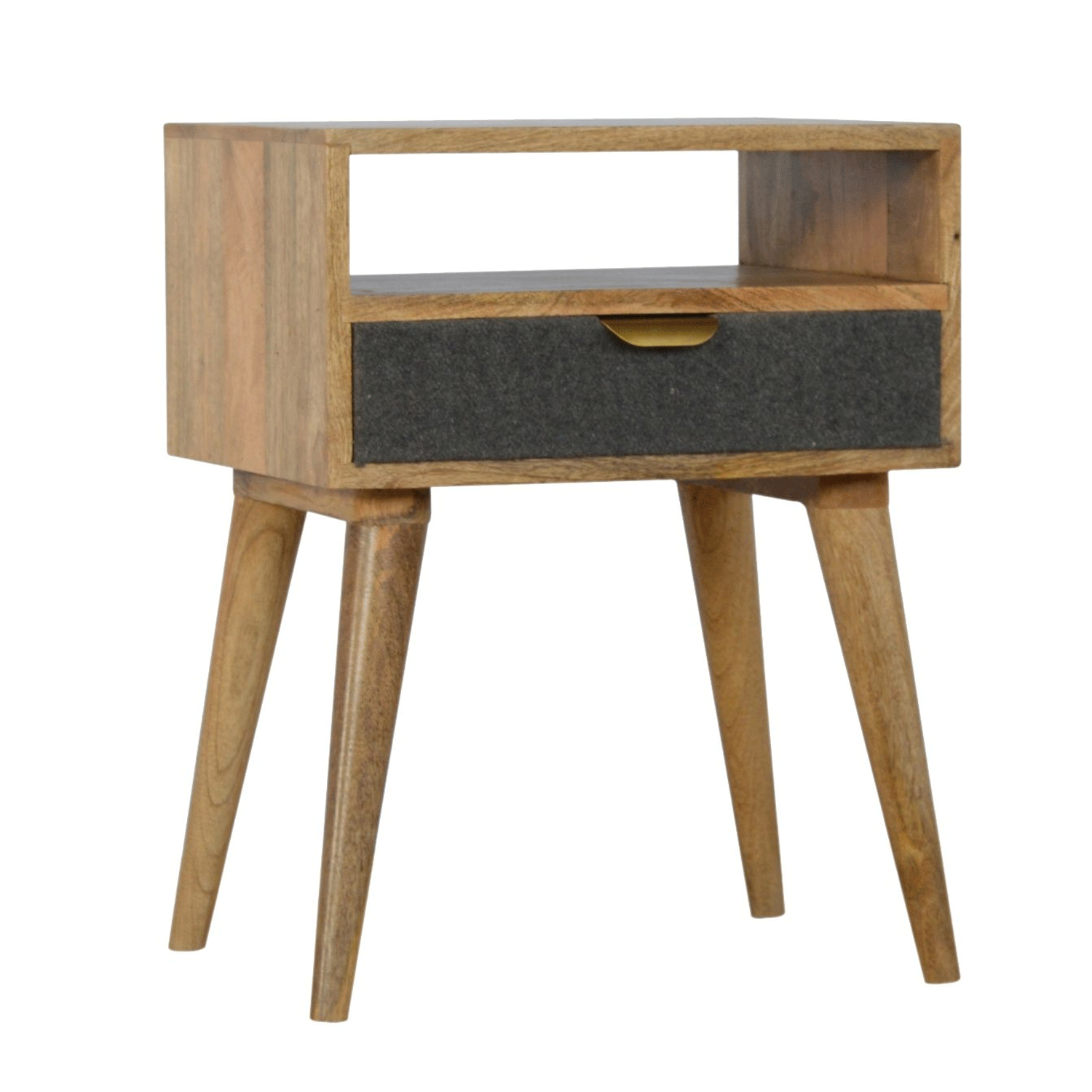 Swindon Grey Tweed Open Slot Bedside Table | Lavishway UK