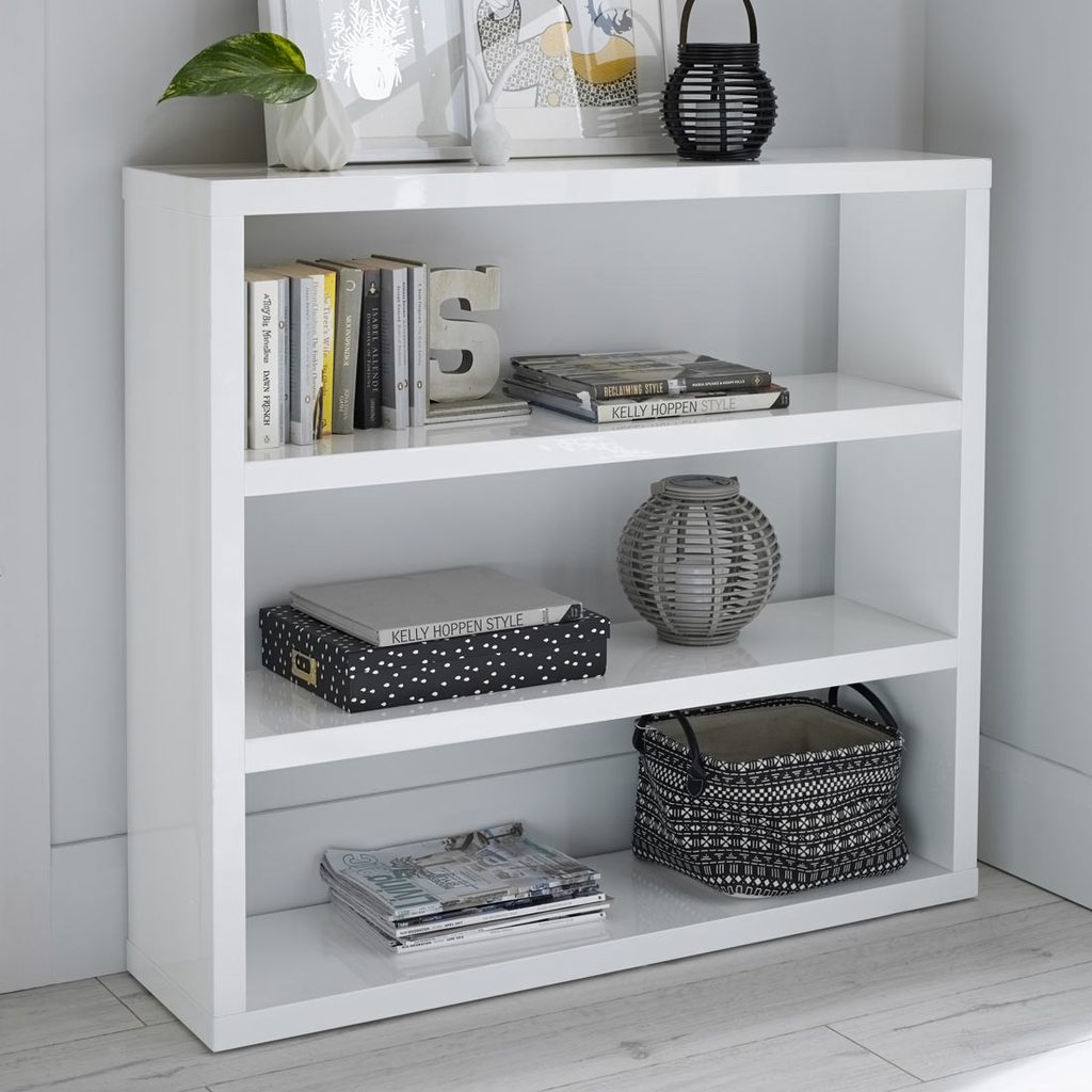 Puro White High Gloss Bookcase | Lavishway UK