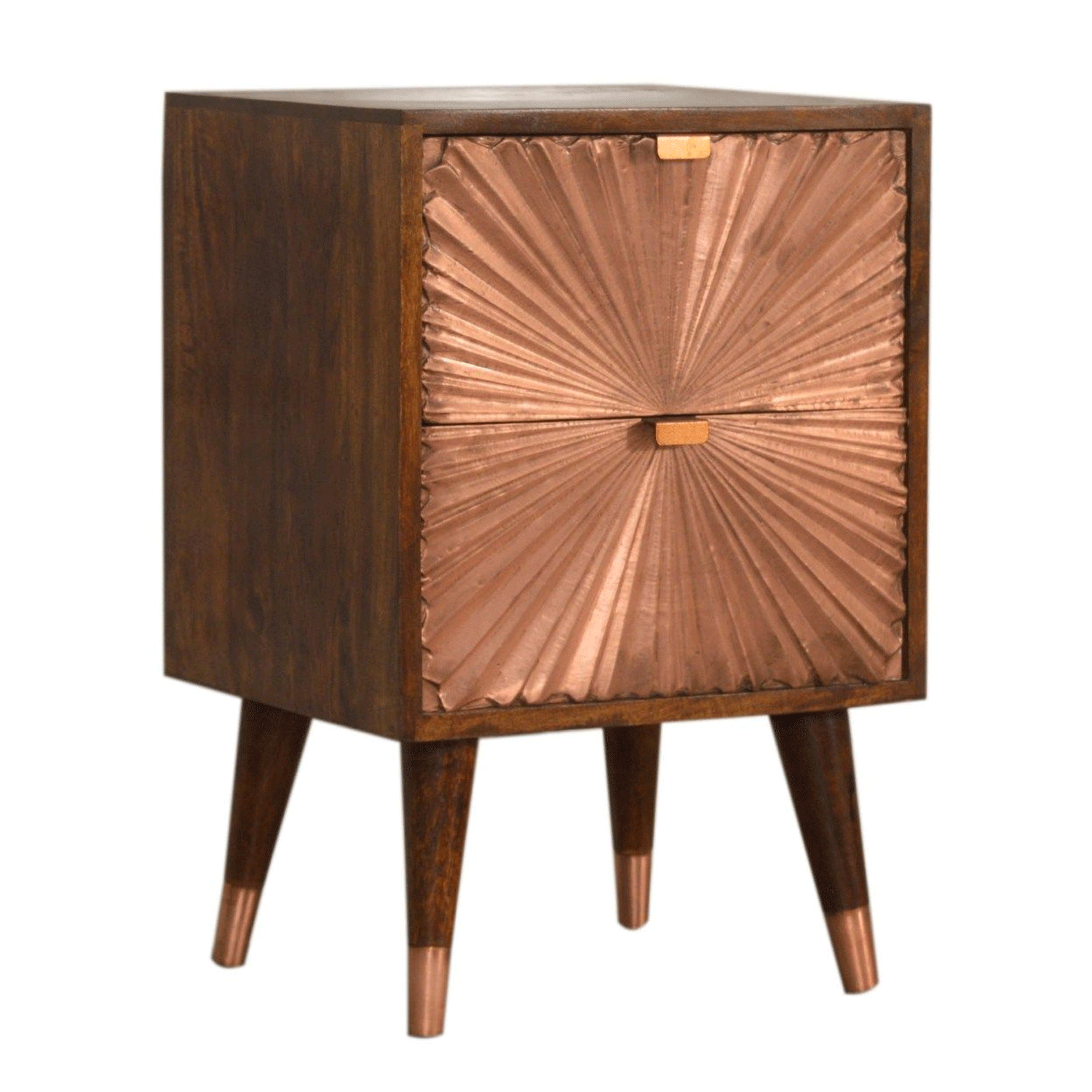 Manila Copper Brass 2 Drawers Bedside Table | Lavishway UK