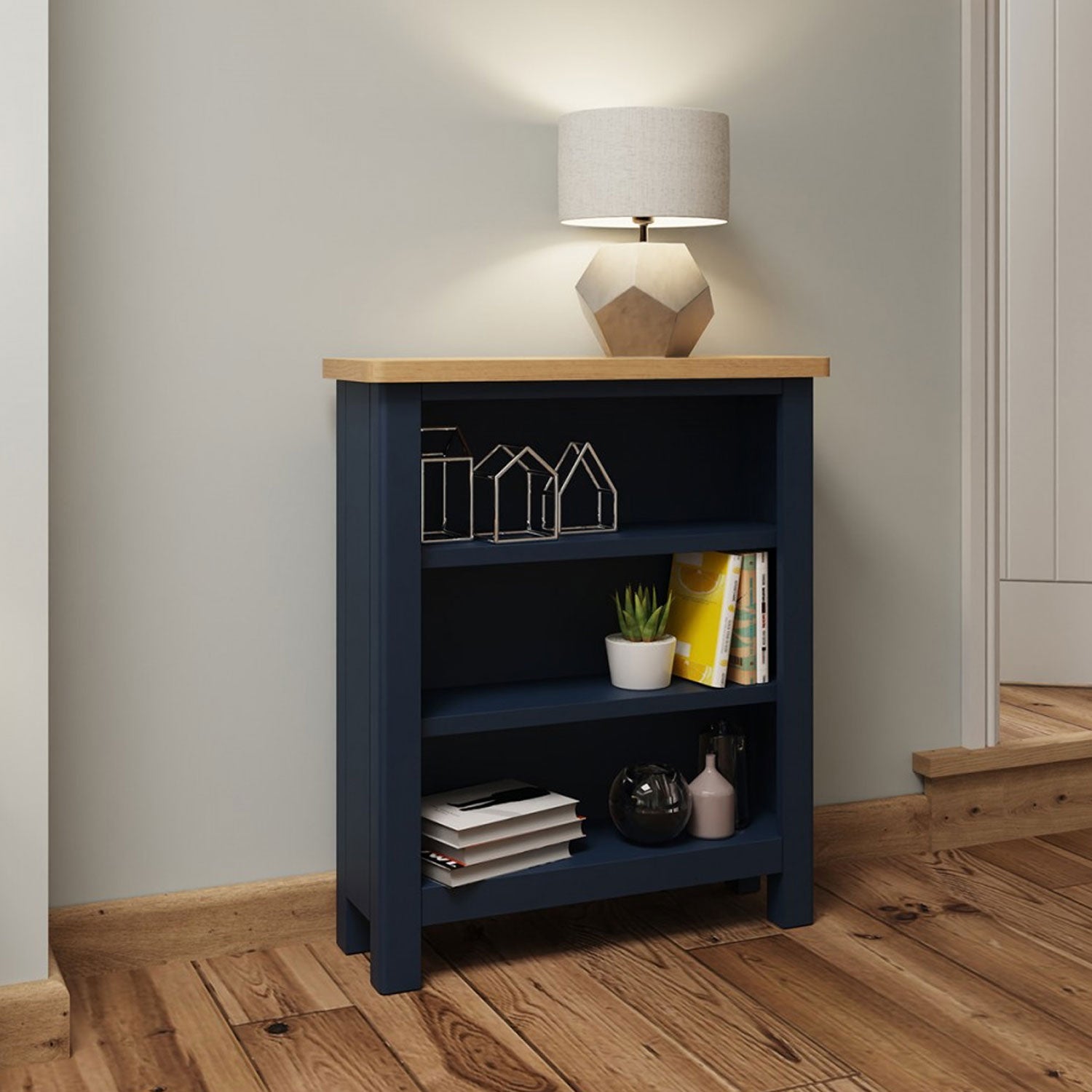 Rutland Oak Top Small Wide Bookcase | Lavishway UK