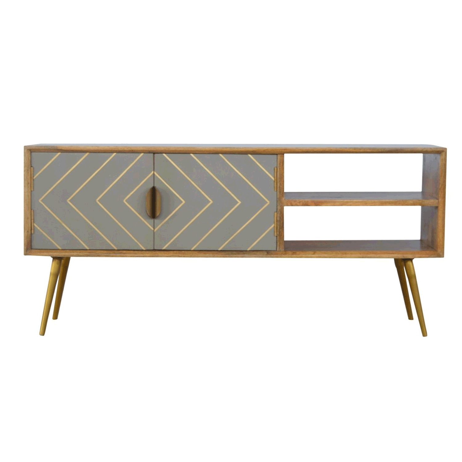 Odeon Cement Grey 2 Doors Media Unit | Lavishway UK