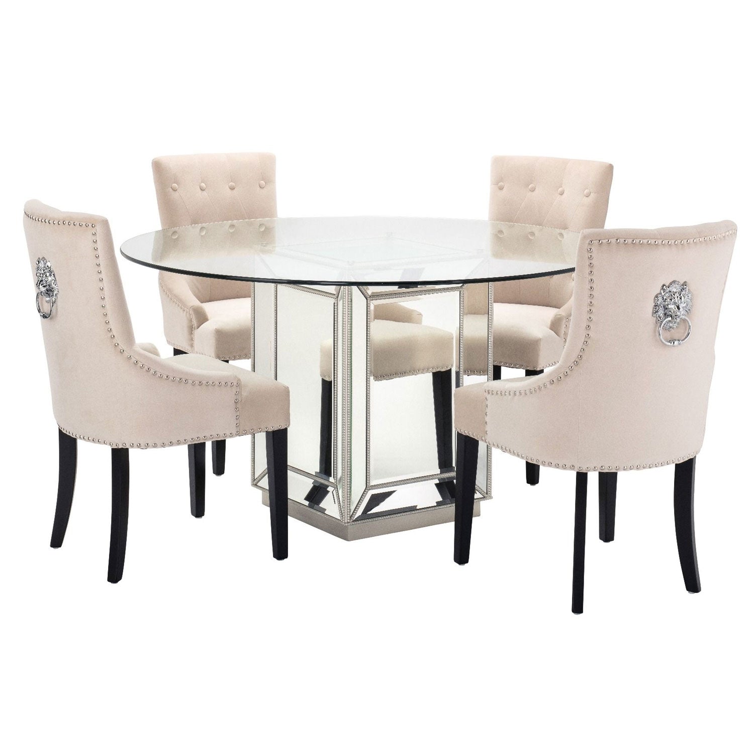 Sofia Silver Glass Top Round Dining Table | Lavishway UK