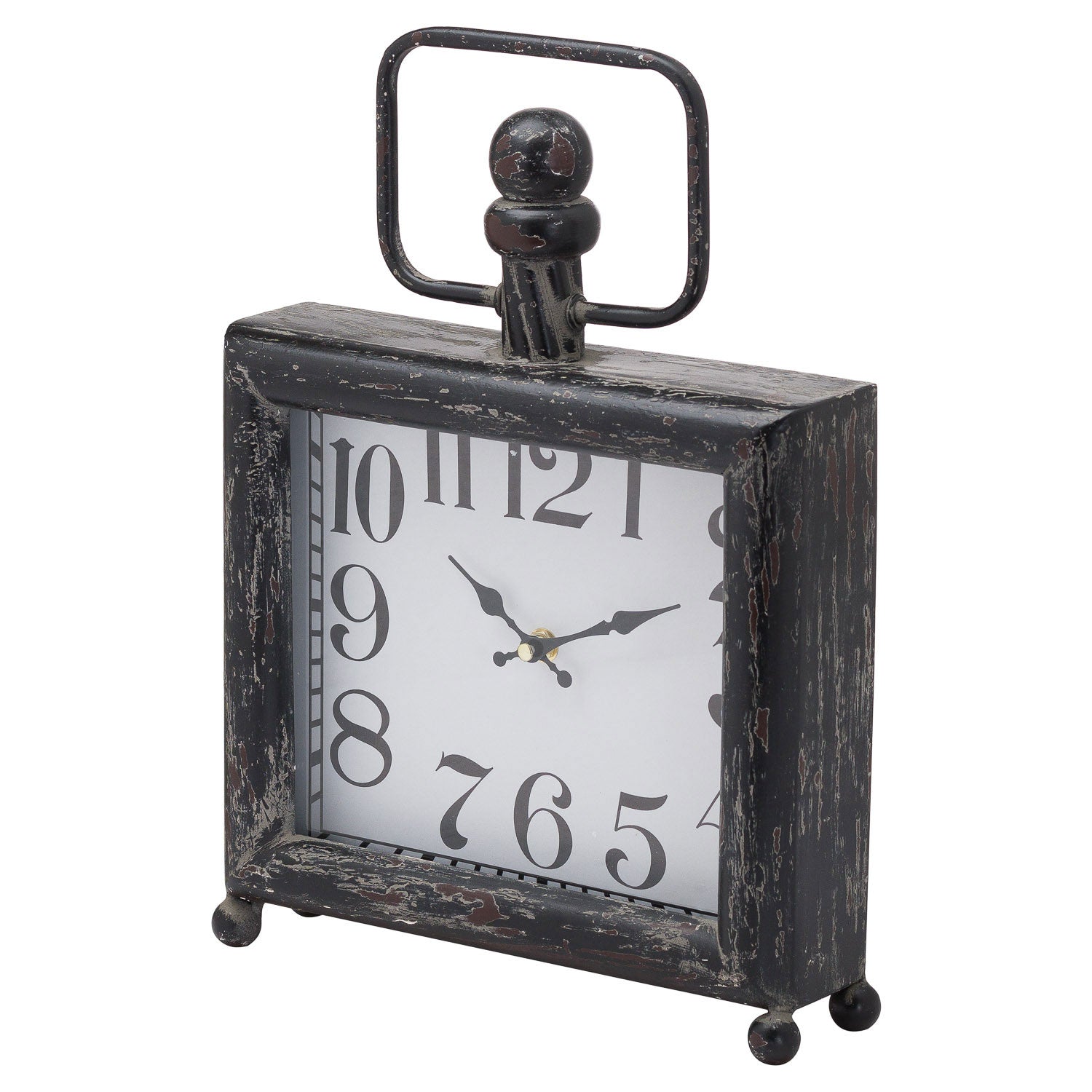 Square Dark Distressed Mantle Clock | Lavishway UK