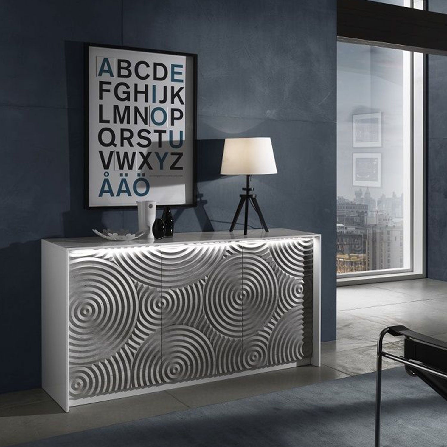 Torino 3 Doors White High Gloss Sideboard | Lavishway UK