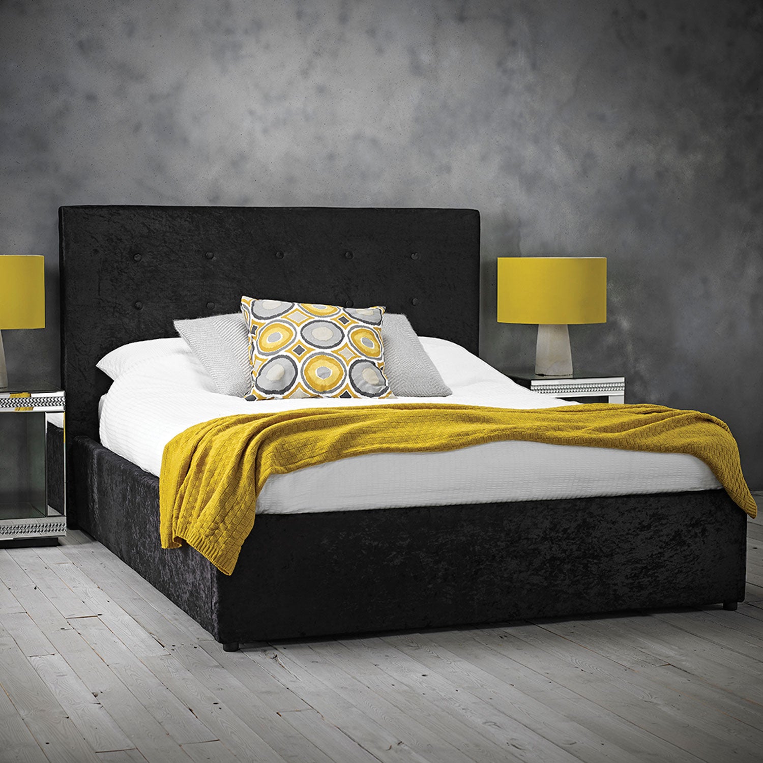 Rimine Crushed Velvet Double Bed | Lavishway UK