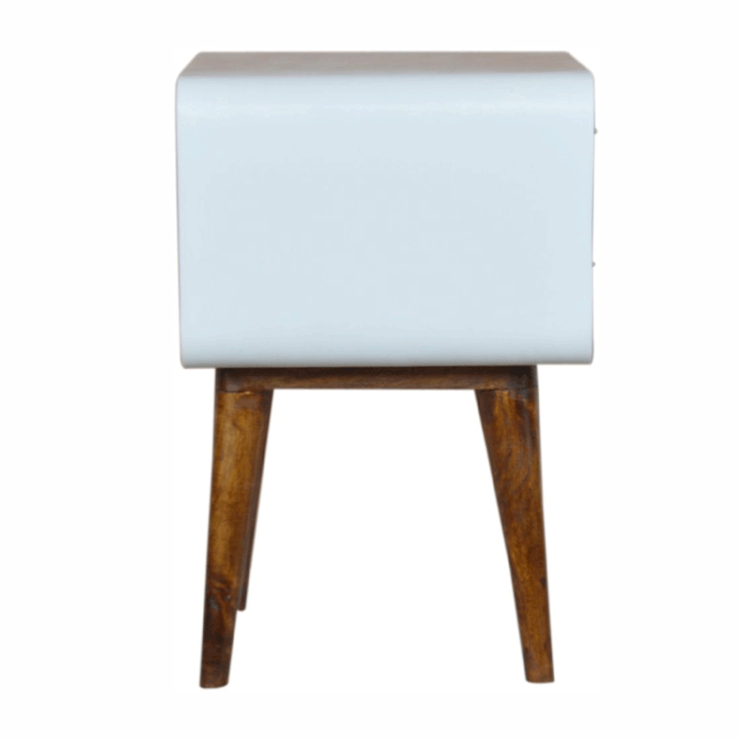 Xender White Outline Curved Bedside Table | Lavishway UK