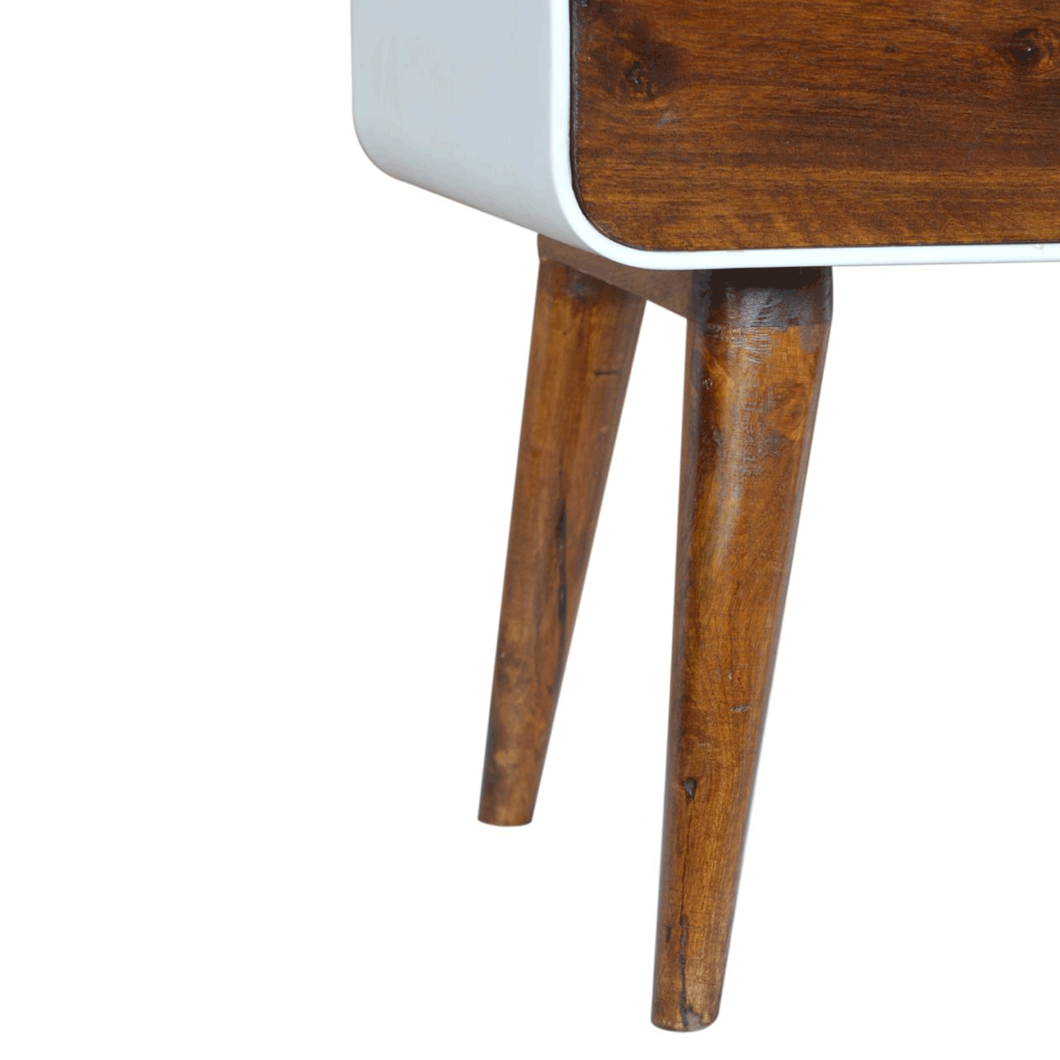 Xender White Outline Curved Bedside Table | Lavishway UK