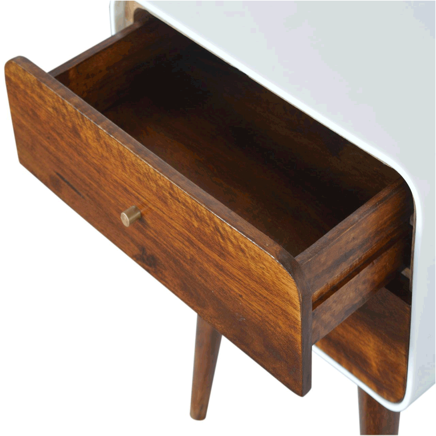 Xender White Outline Curved Bedside Table | Lavishway UK