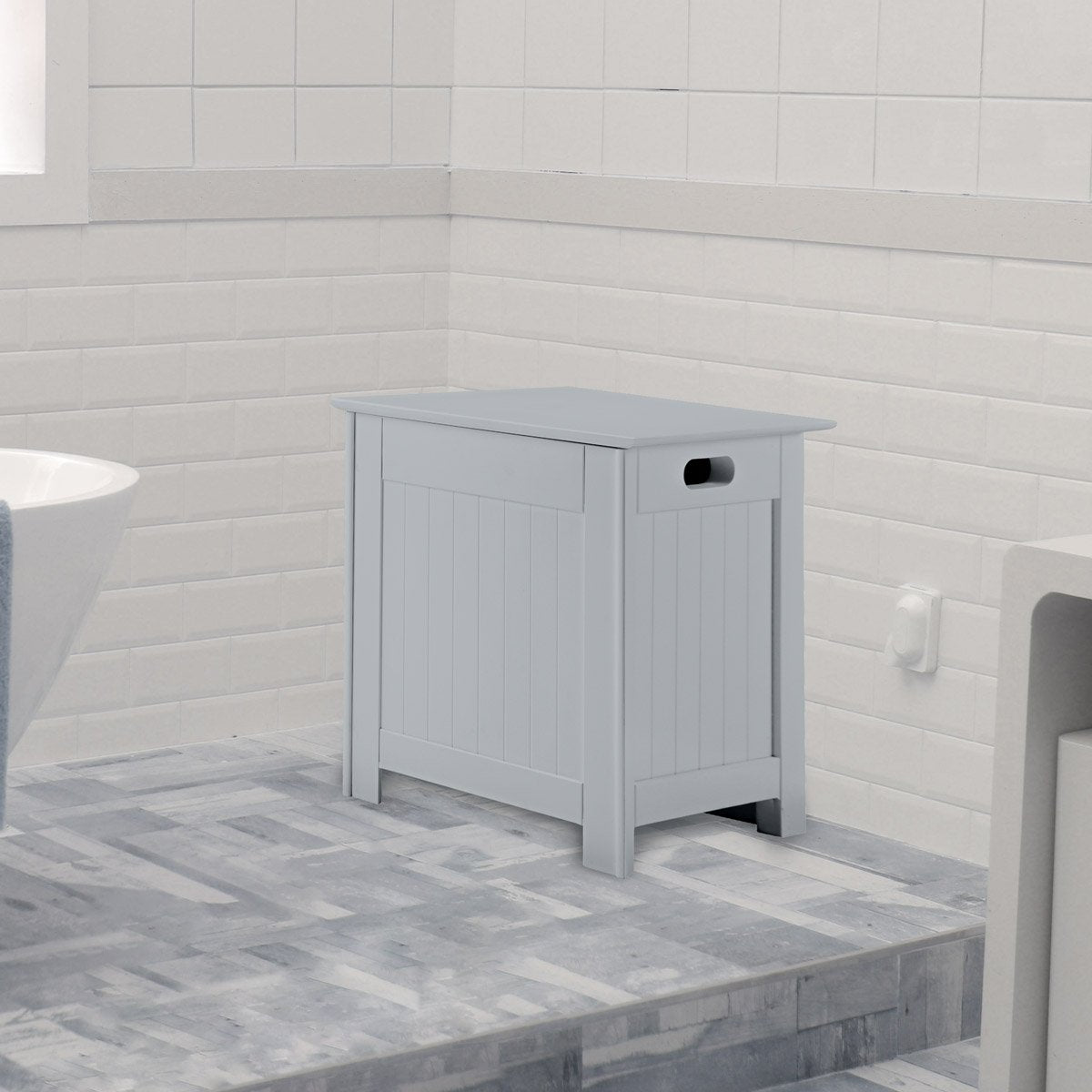 Alaska Grey Wooden Laundry Cabinet | Lavishway UK